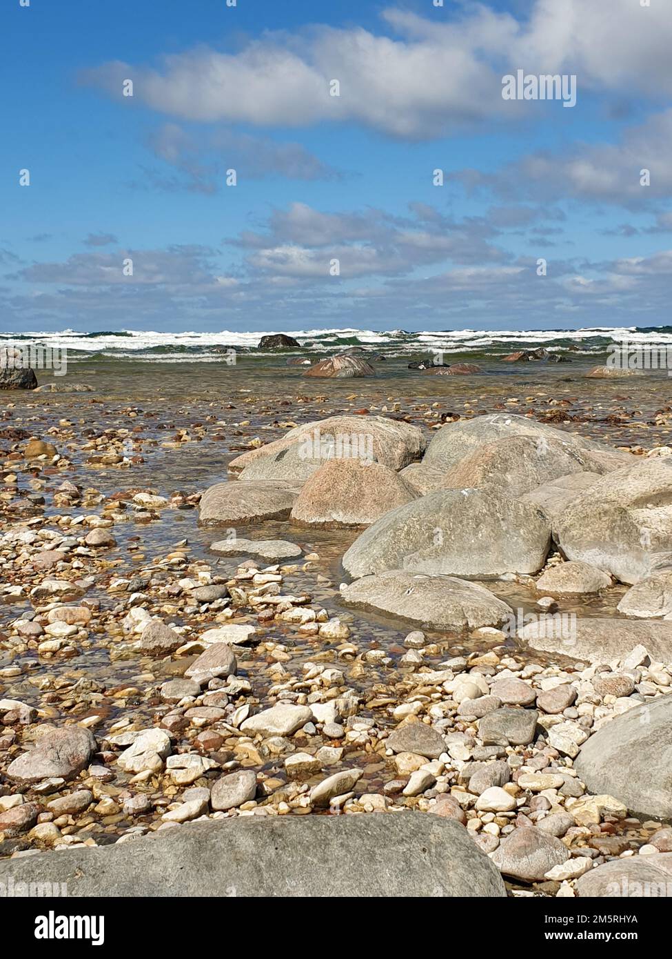 Baltic Sea coast. Landscape photo with hot water and rocks Stock Photo ...
