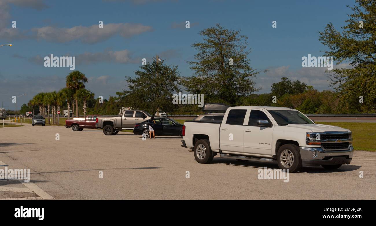 Florida, USA. 2022. Tree lined rest area alongside the highway in ...
