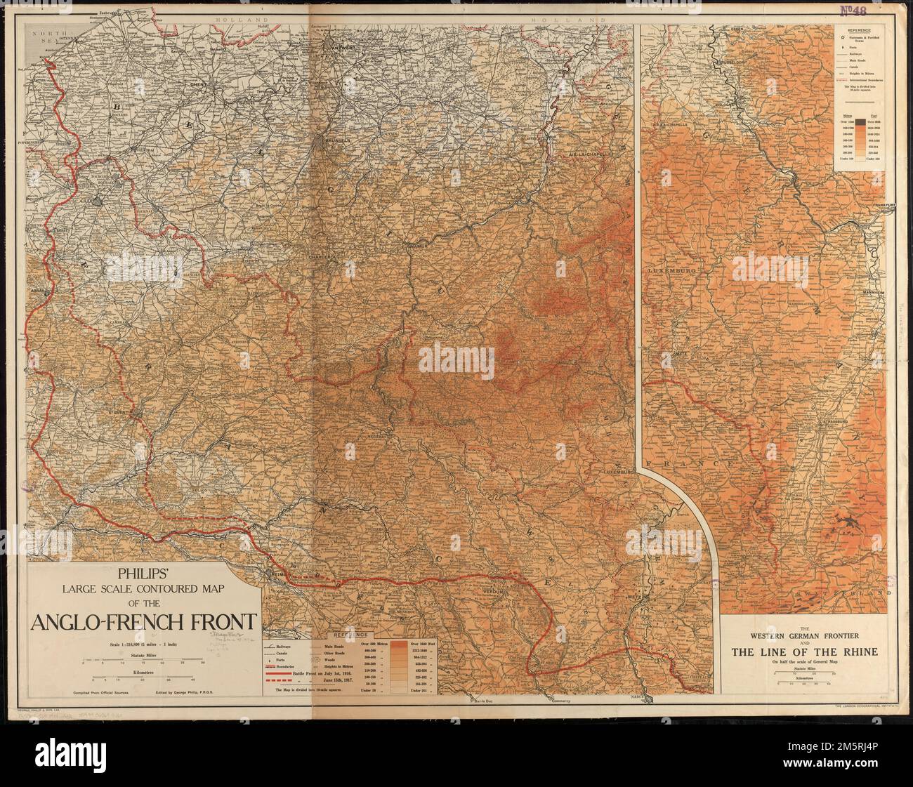 Philips' large scale contoured map of the Anglo-French front. Shows ...