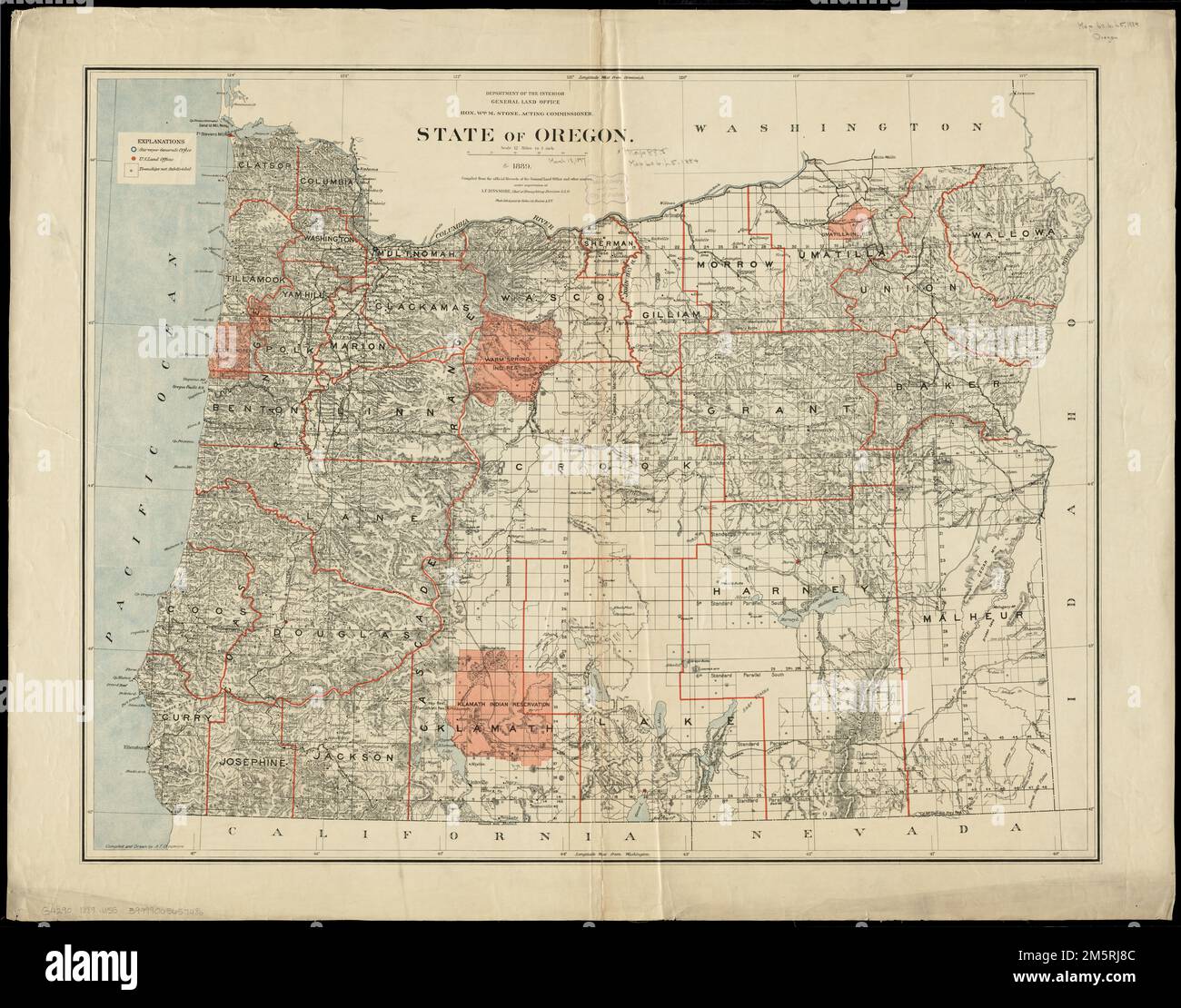 State of Oregon. Relief shown by hachures. Prime meridians: Greenwich ...