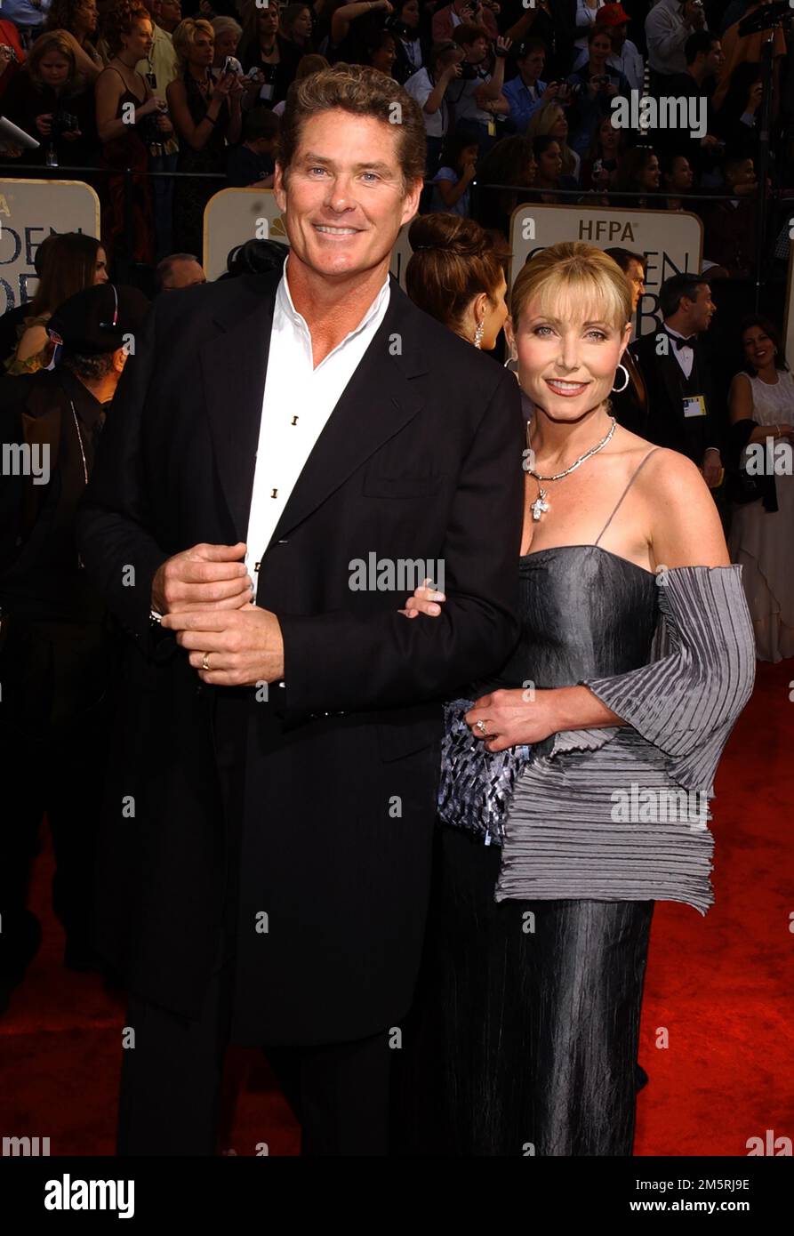 David Hasselhoff & ex-wife Pamela arriving at the Golden Globes in 2002 ...
