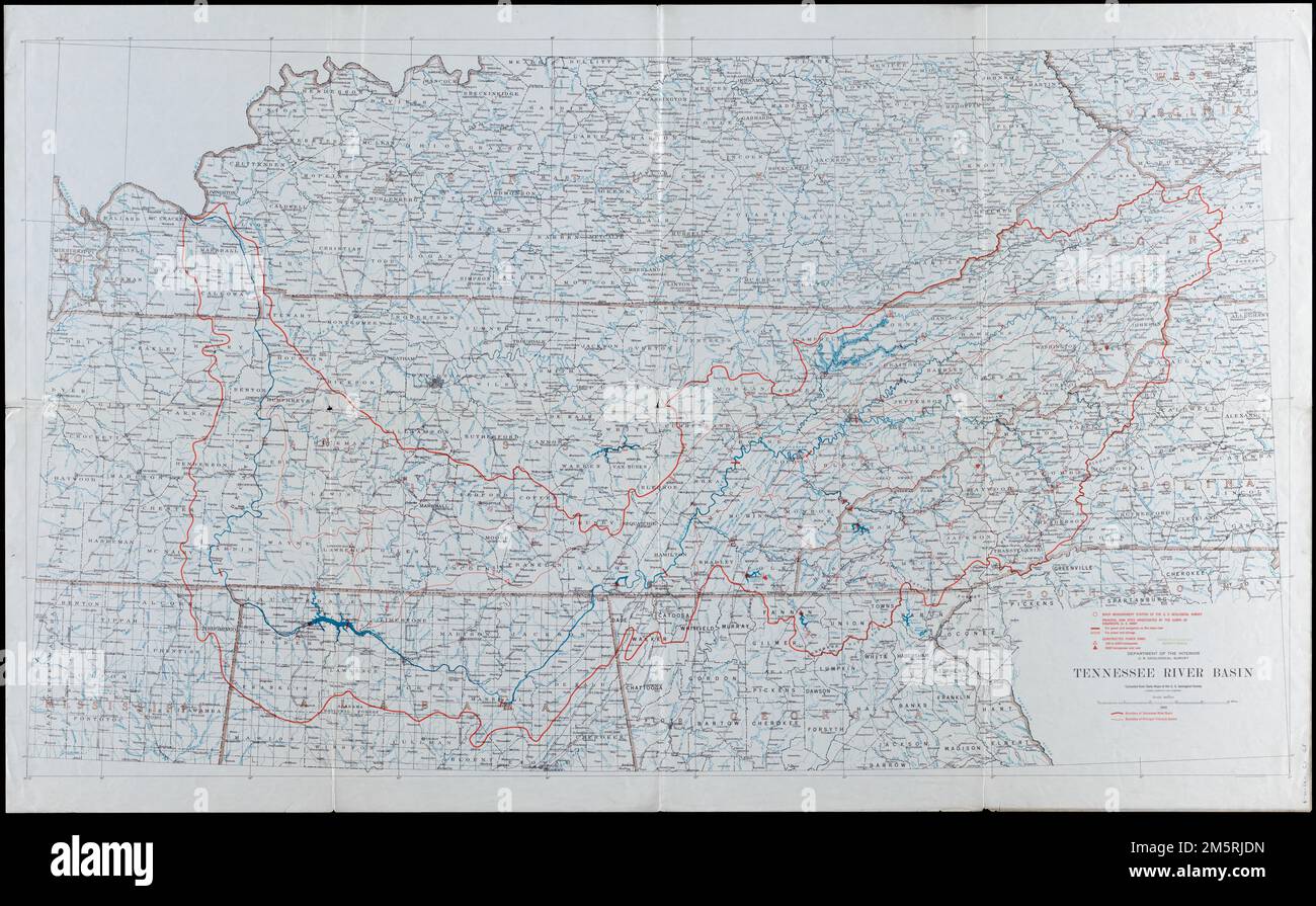 Tennessee River basin. Shows streams, towns, railroads, county ...