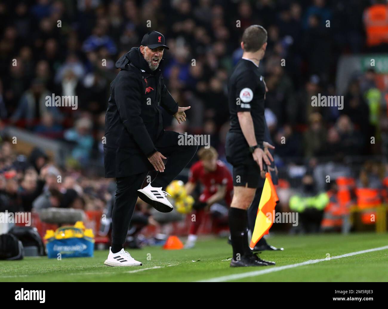 Liverpool manager Jurgen Klopp appeals to an official during the ...