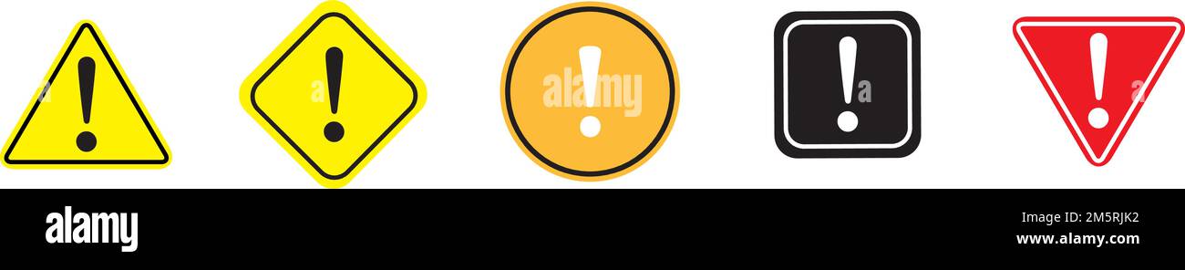 An icon pack of Caution and warning signs isolated on white background ...