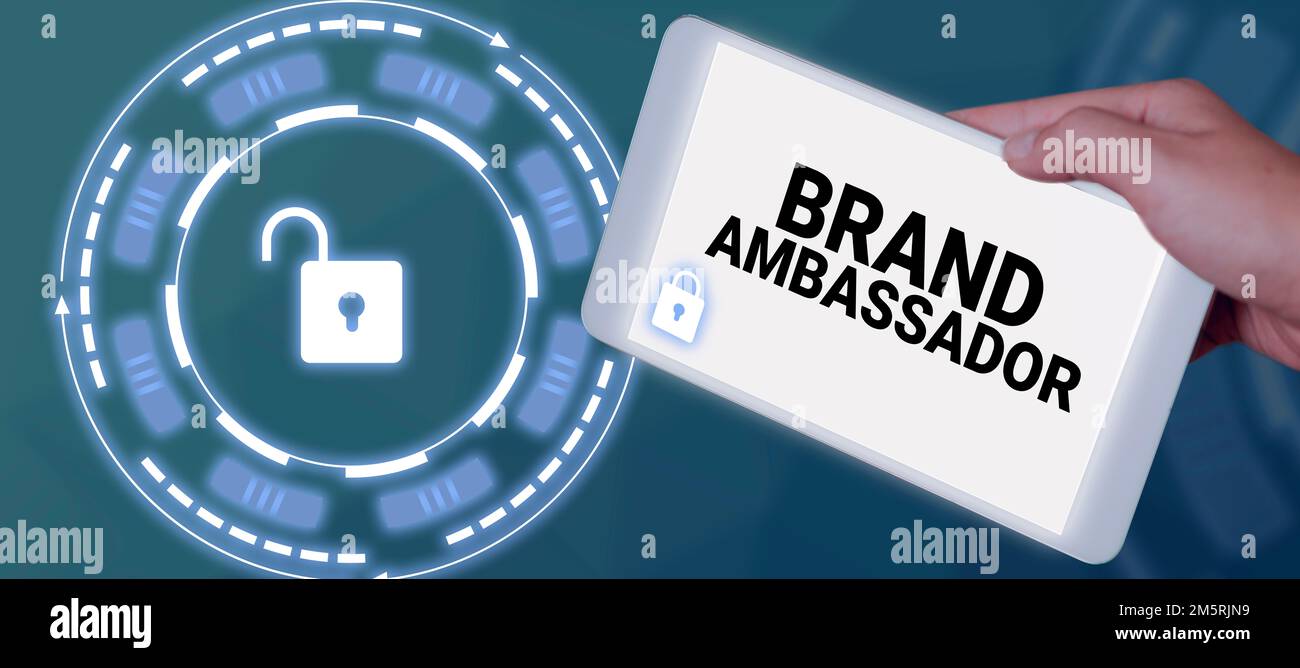 Sign displaying Brand Ambassador. Business idea agent accredited as the ...