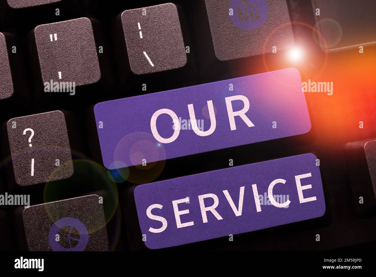 Sign displaying Our Service. Word for providing assistance to the ...
