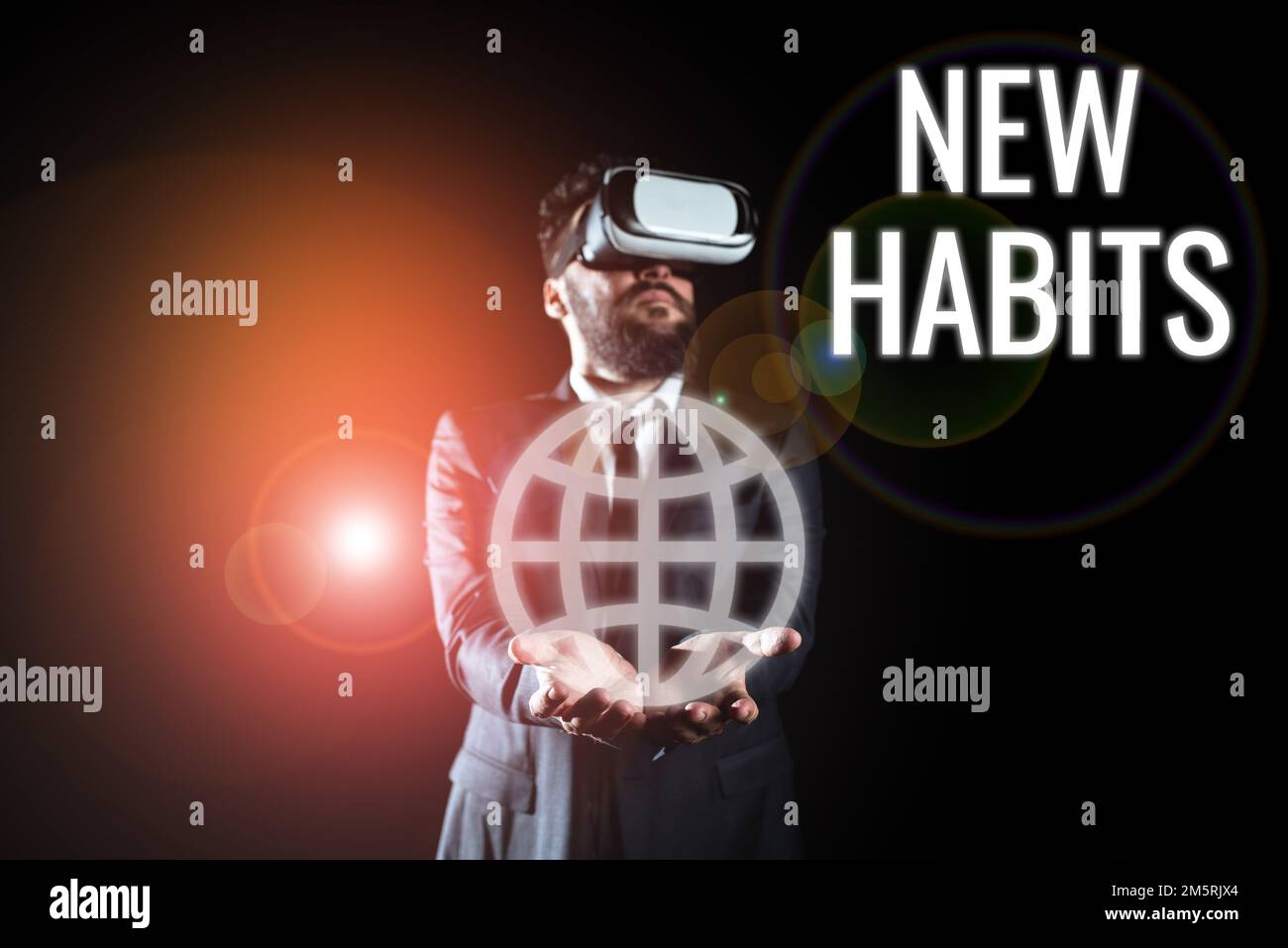 Sign displaying New Habits, Business showcase change the routine of ...