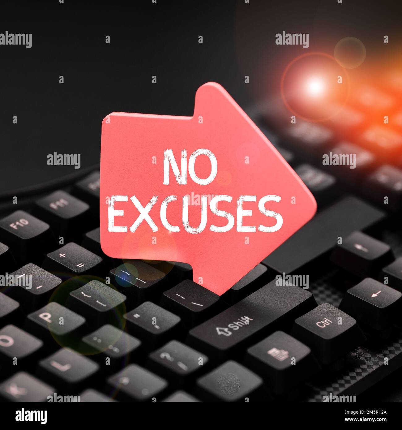Text caption presenting No Excuses. Internet Concept telling someone ...