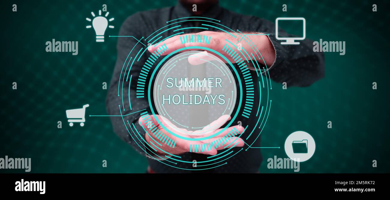 Hand writing sign Summer Holidays. Business concept Vacation during the ...