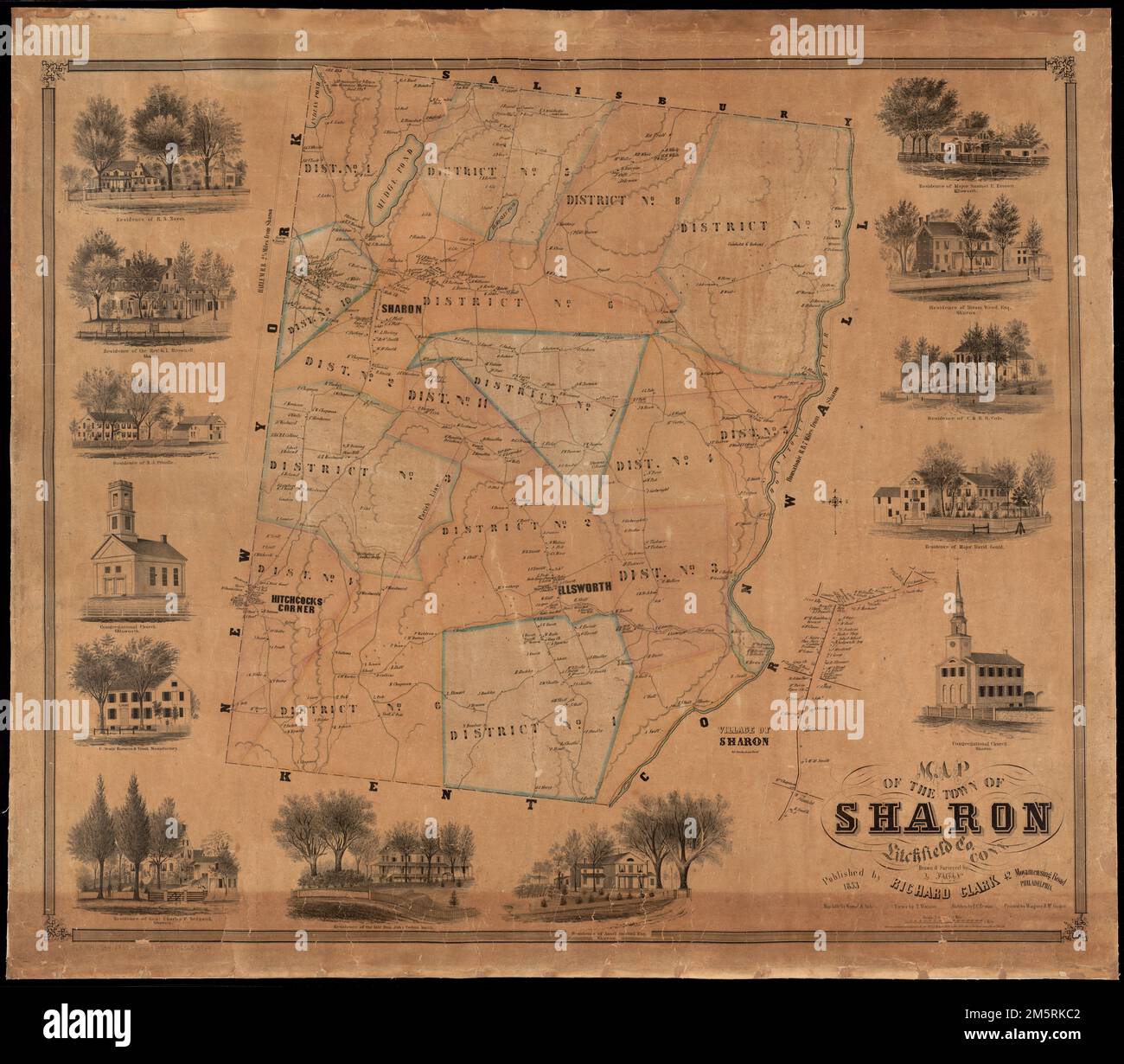 Map of the town of Sharon, Litchfield County, Connecticut. Relief shown ...
