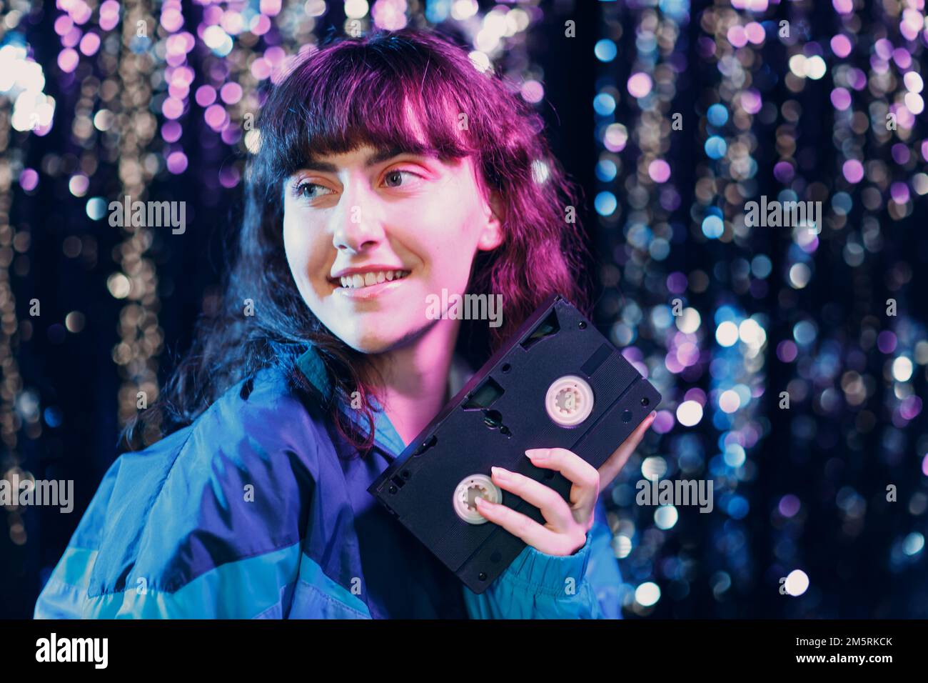 Young sporty woman 80 and 90's style. 90s fashion positive girl dvd ...