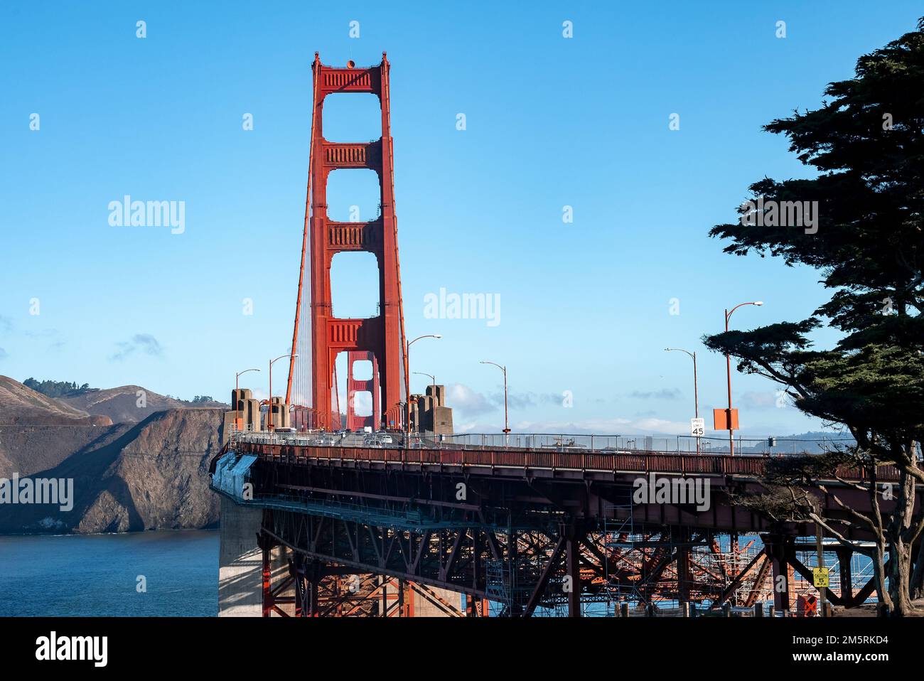 View of Golden Gate Suspension Bridge over San Francisco Bay Stock ...