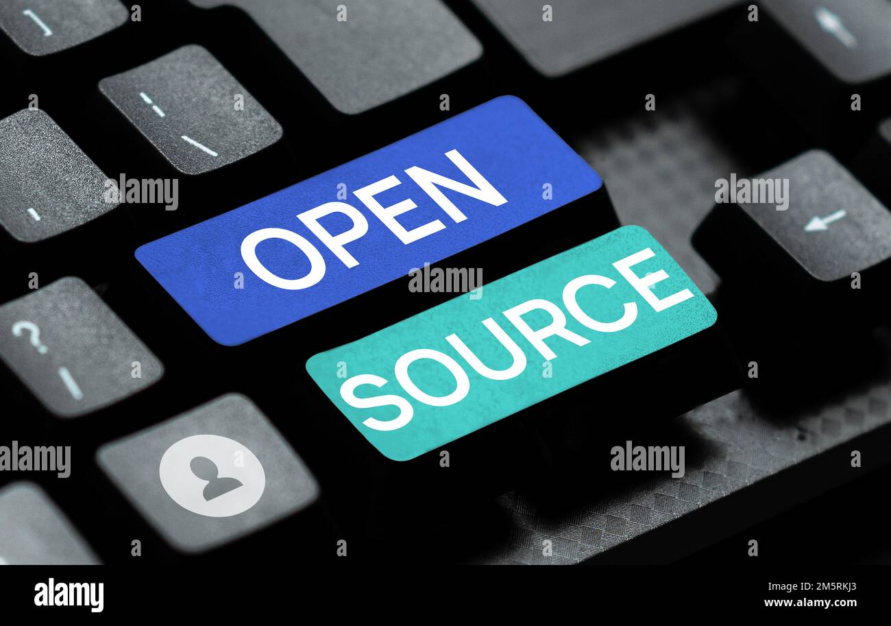 Writing displaying text Open Source. Concept meaning denoting software ... Writing displaying text Open Source. Concept meaning denoting software ...