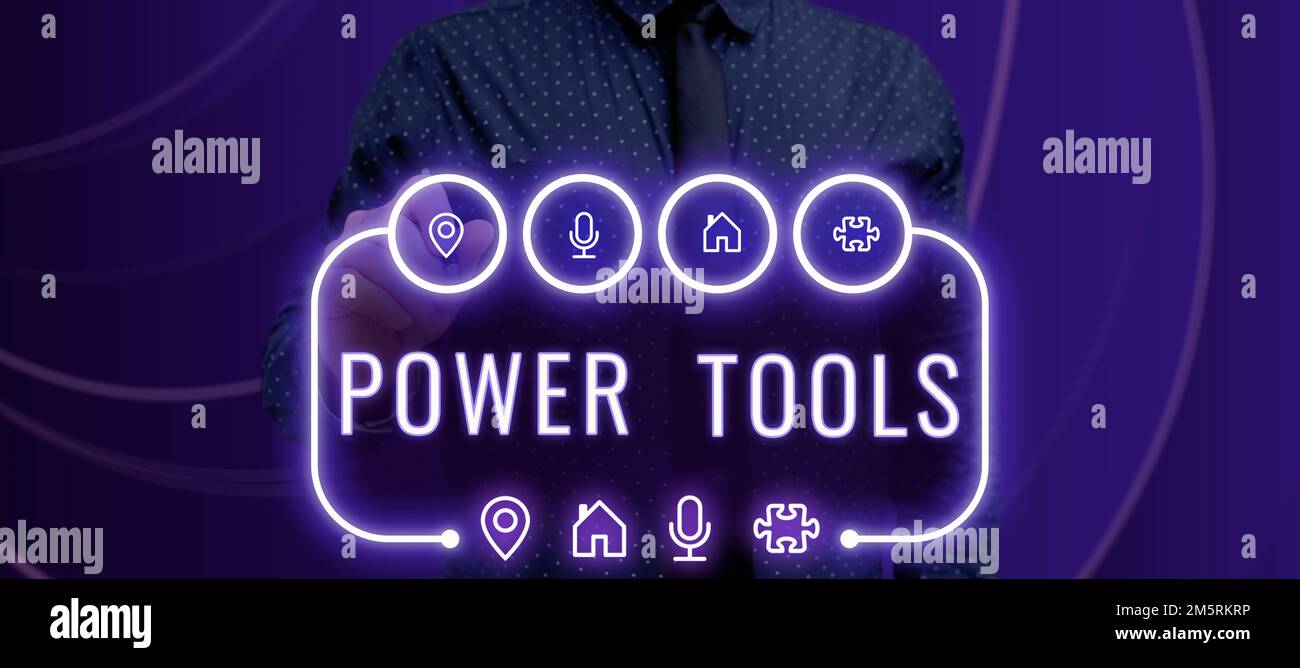 Conceptual caption Power Tools. Internet Concept tool that is actuated ...