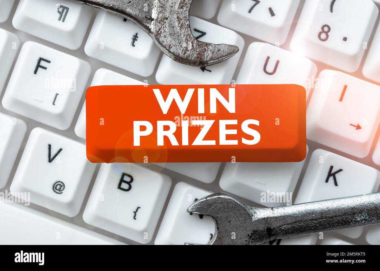 Hand writing sign Win Prizes. Business showcase something given for ...