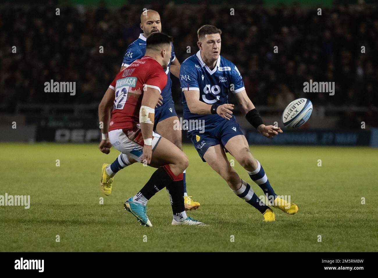 Manchester, UK. 30th Dec, 2022. Sales Ben Curry makes a pass *** during ...