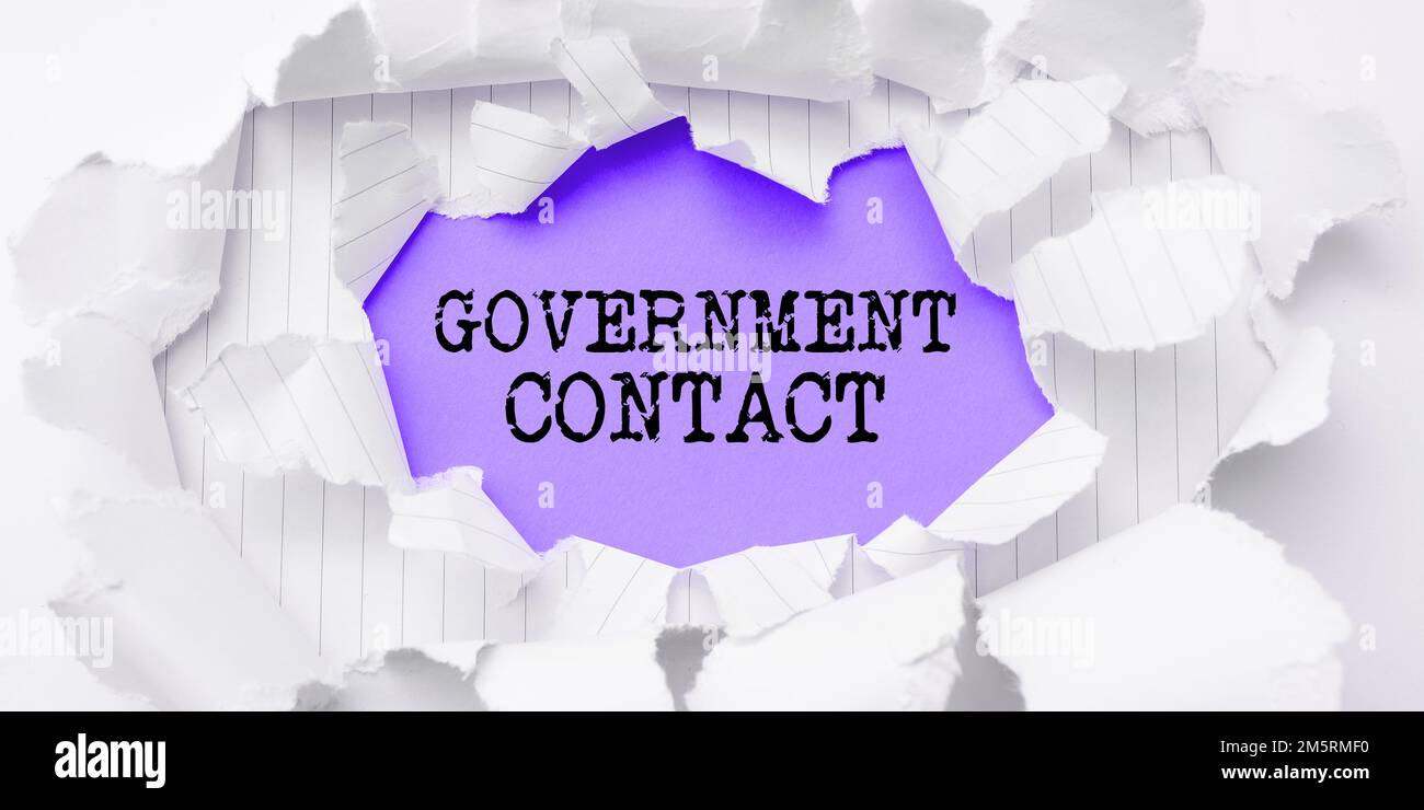 Hand writing sign Government Contact. Business idea debt security ...
