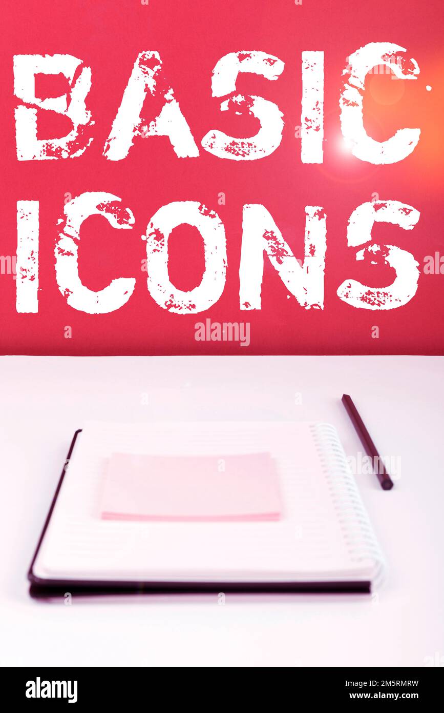 Sign displaying Basic Icons. Internet Concept pictogram or ideogram ...