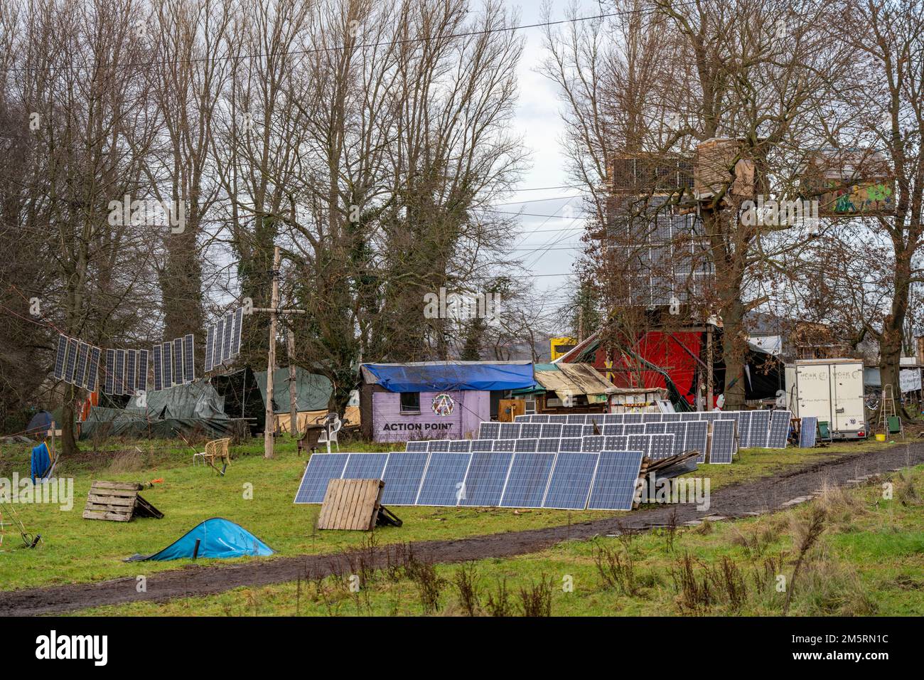 Camp of climate activists in the rest of the village of Lützerath ...