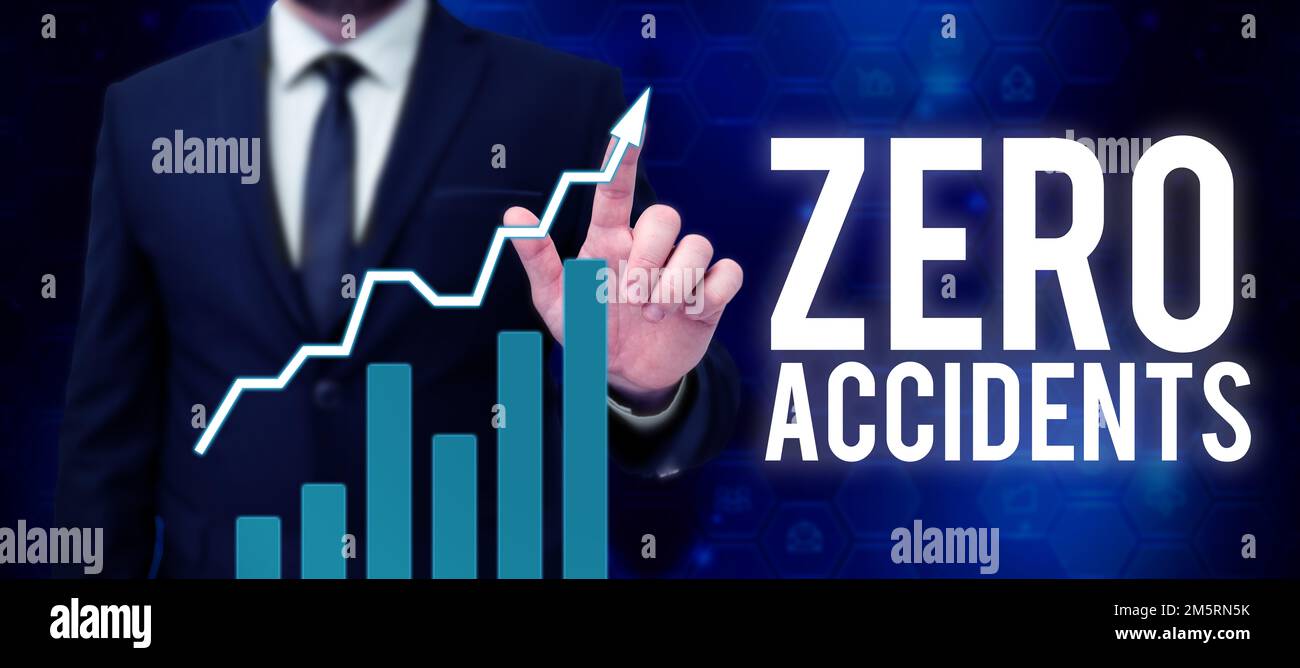 Hand writing sign Zero Accidents. Word Written on important strategy ...