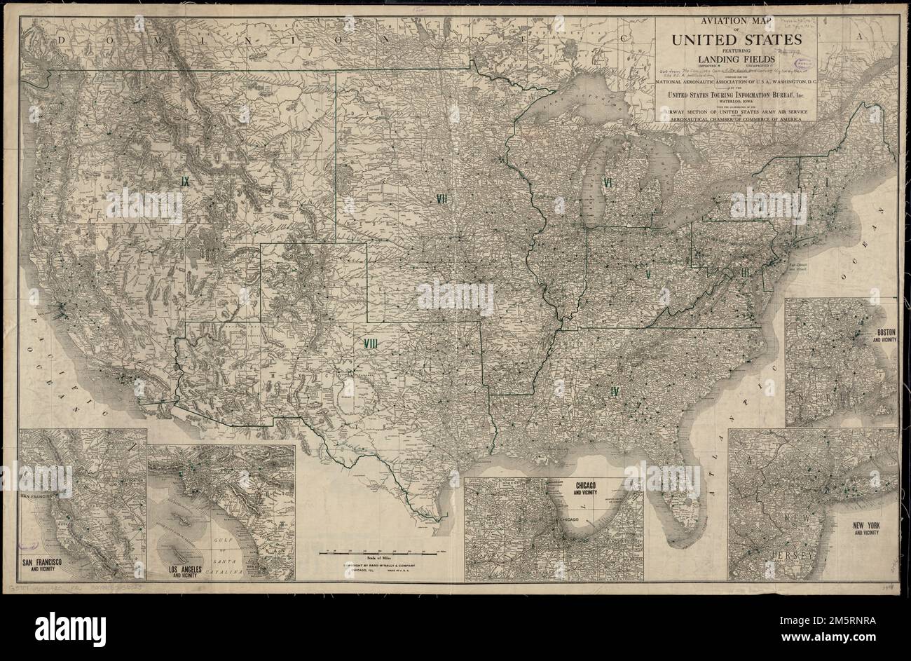 Aviation map of United States : featuring landing fields, improved ...