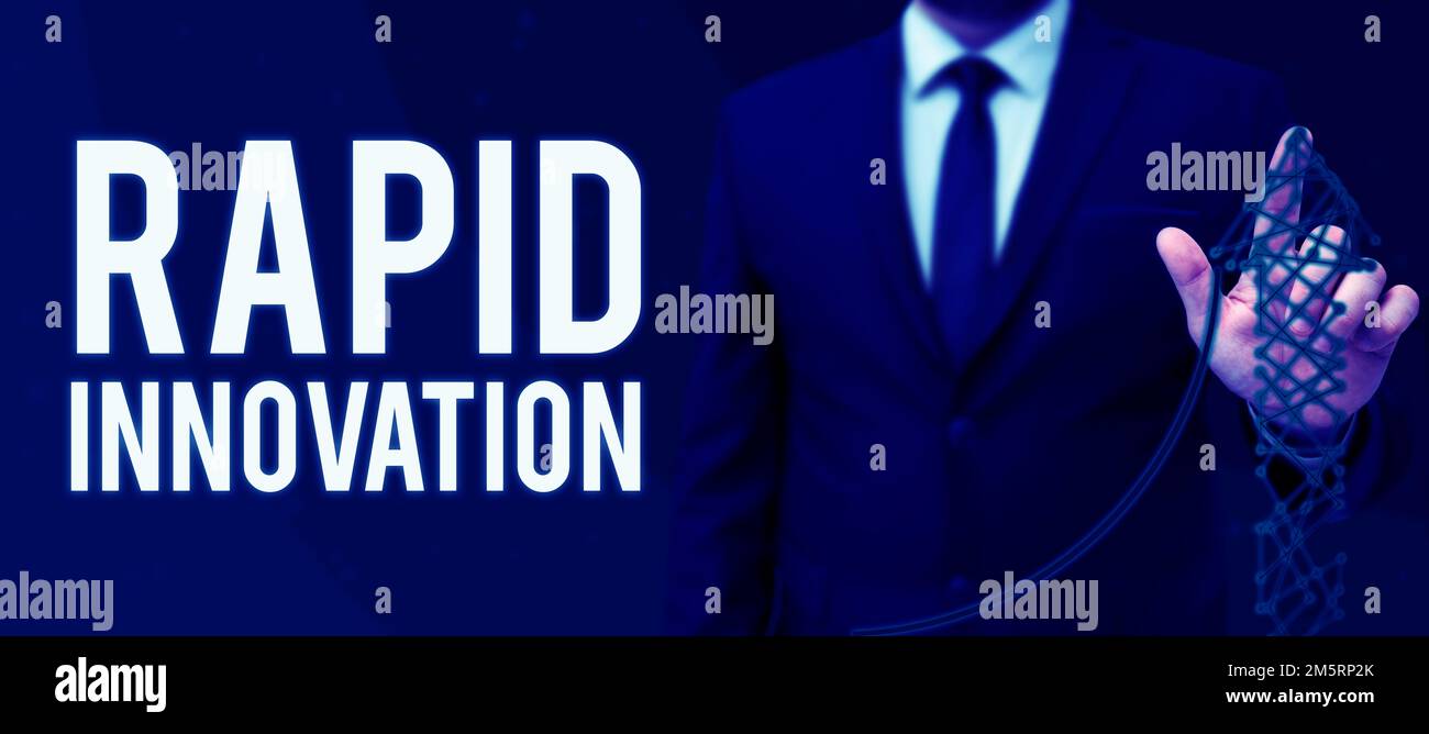 Handwriting text Rapid Innovation. Business overview characteristic of ...