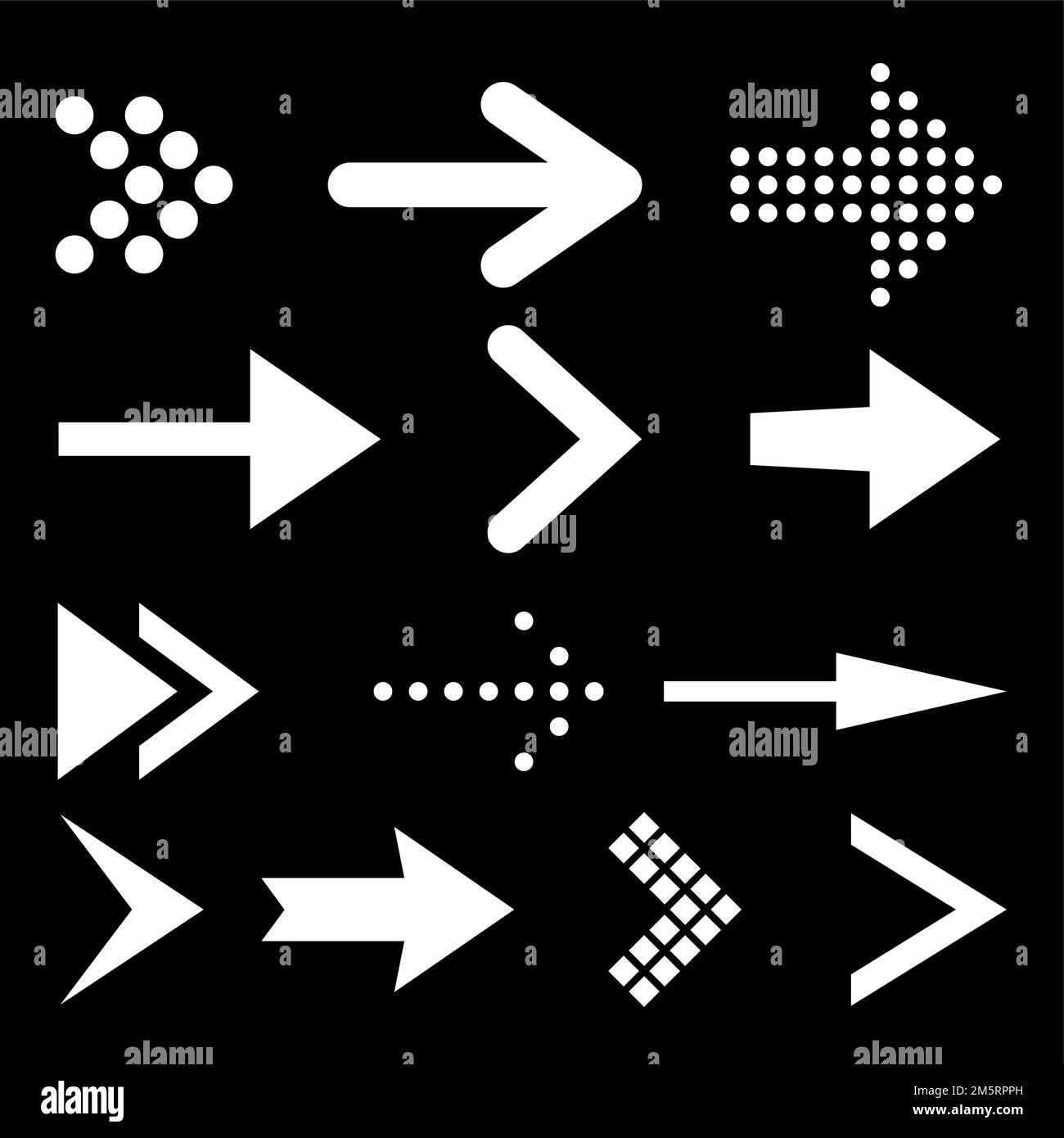 Icon Set of Flat White Arrows. Isolated Arrow Icon Set Collection for ...