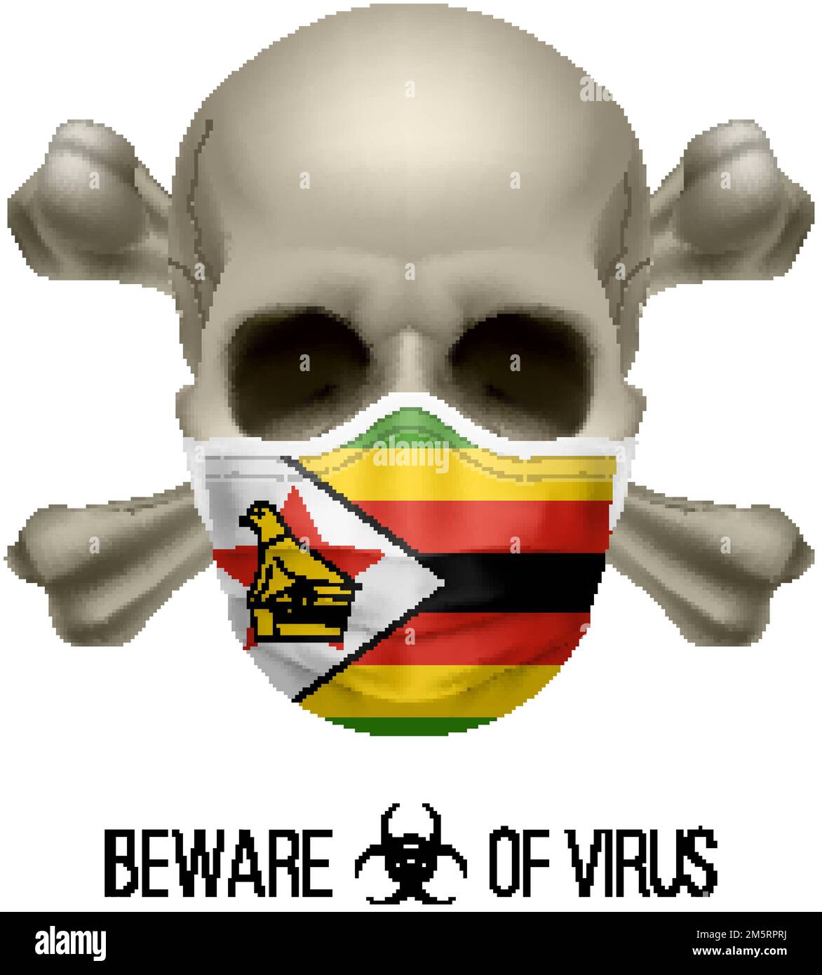 Human Skull with Crossbones and Surgical Mask in the Color of National ...