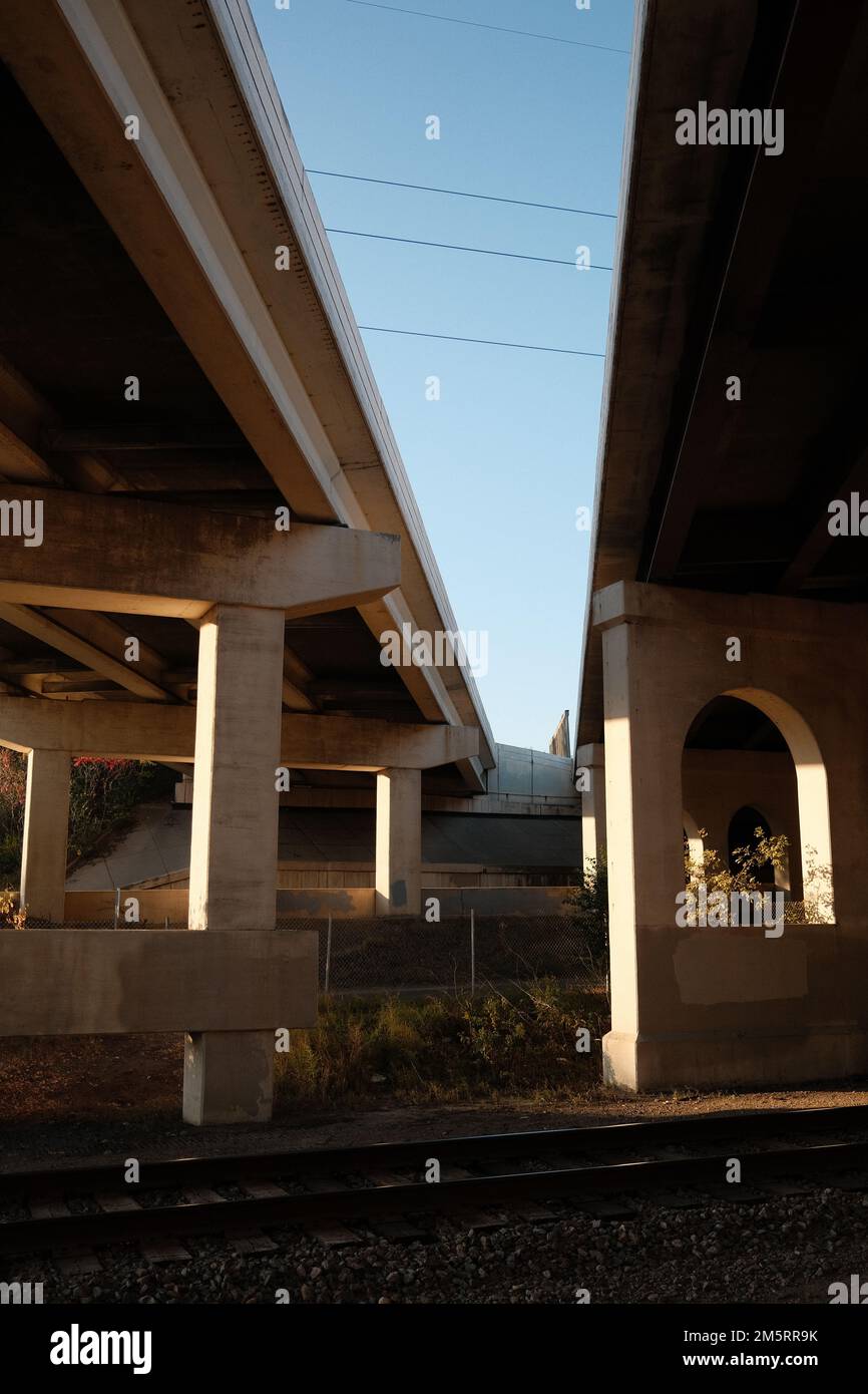 The under of stone bridges captured on a sunny day in Chicago Stock ...
