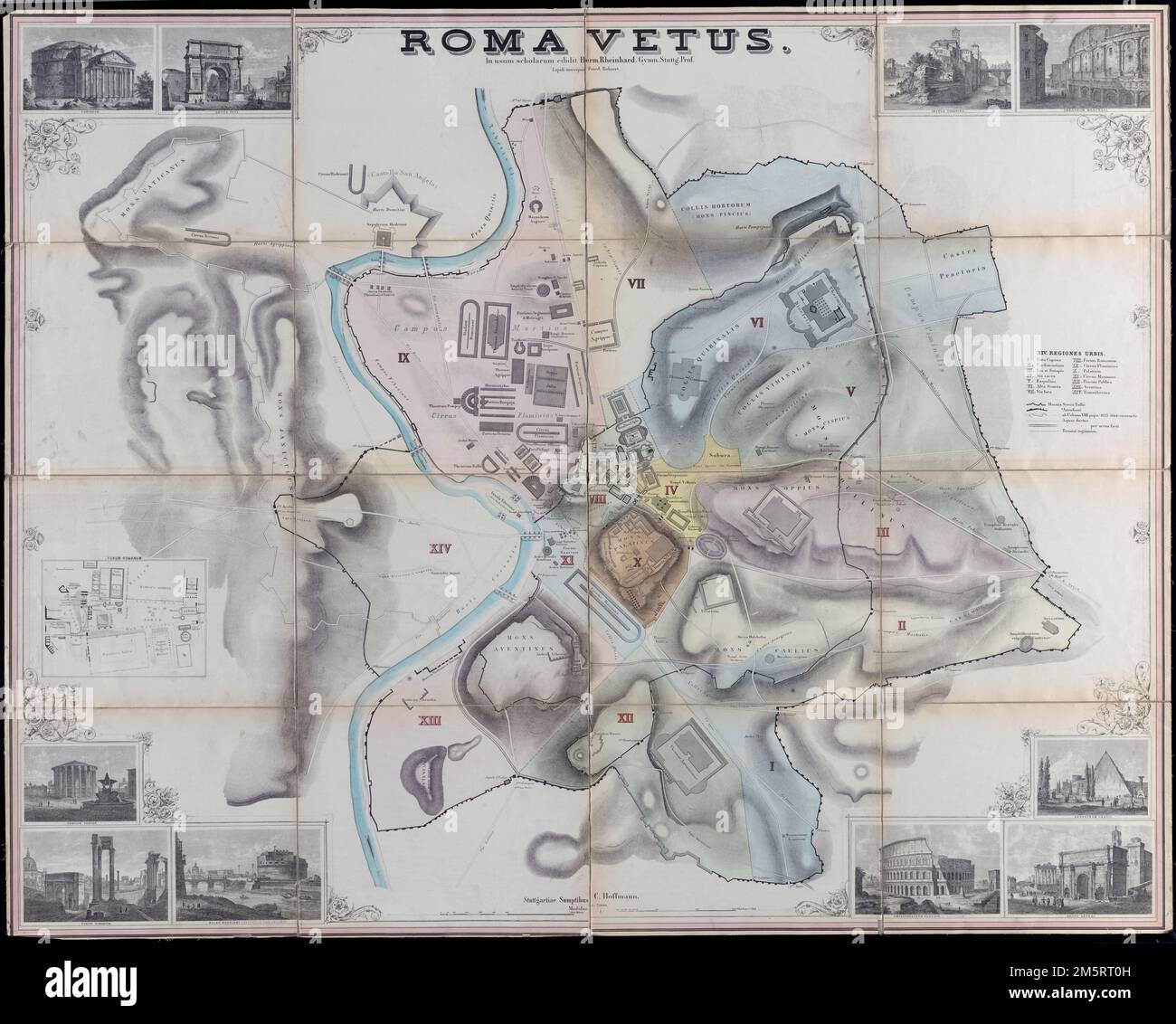 Roma vetus. Relief shown by hachures. Inset: Forum Romanum. Includes 10 ...