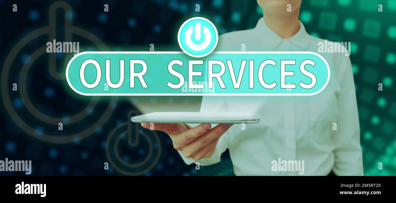 Hand writing sign Our Services. Conceptual photo The occupation or ...