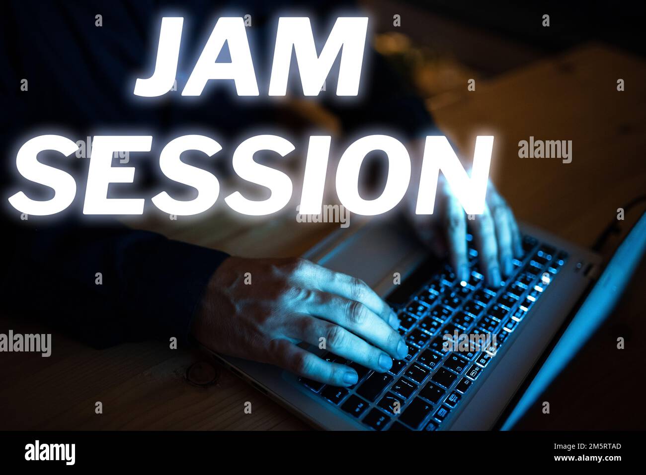 Sign displaying Jam Session. Internet Concept impromptu performance by ...