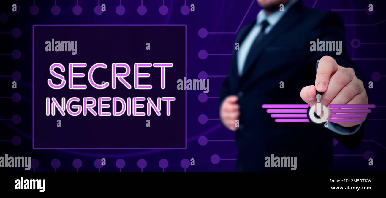 Writing displaying text Secret Ingredient. Word Written on special ...