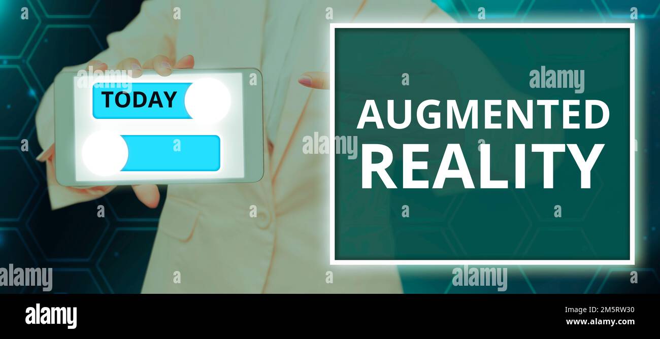 Conceptual caption Augmented Reality. Business approach technology that ...