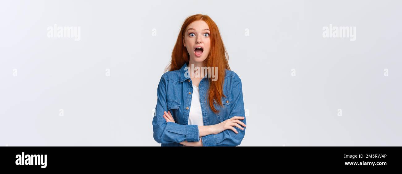 Omg, no way, unbelievable. Impressed and surprised, curious redhead ...