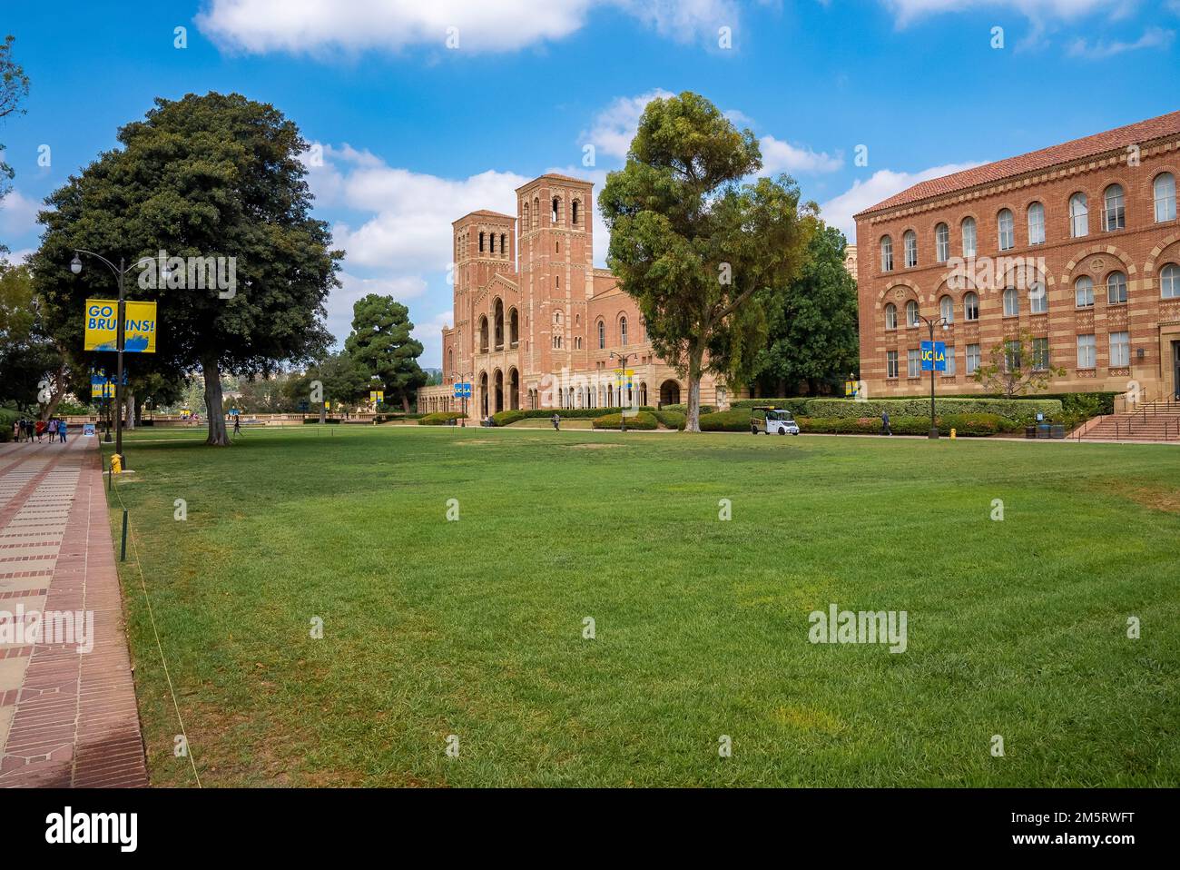 View of grassy landscape in front of Royce Hall and UCLA buildings at ...