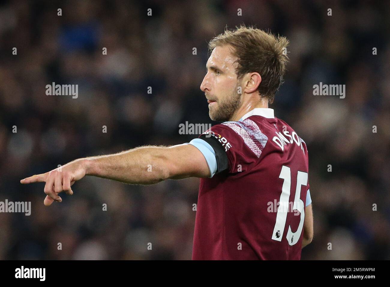 Craig Dawson #15 of West Ham United gestures during the Premier League ...
