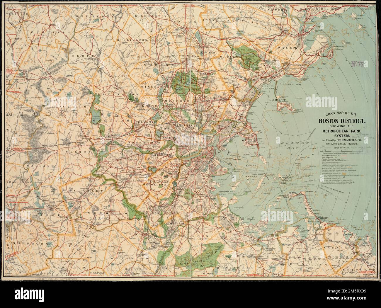 Road map of the Boston district showing the metropolitan park system ...