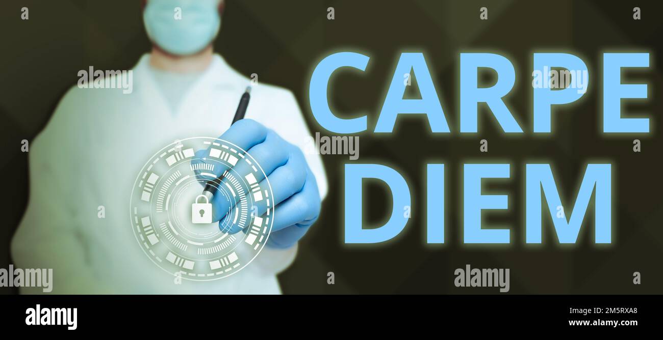 Writing displaying text Carpe Diem. Word for public festival which ...