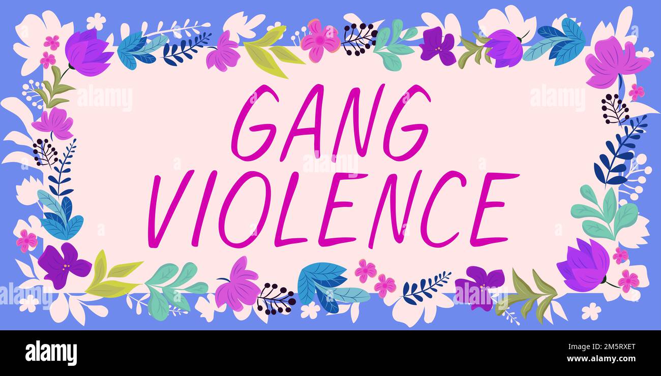 Sign displaying Gang Violence. Concept meaning infringement of the laws ...