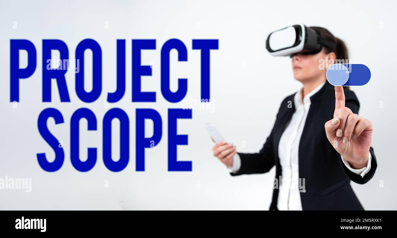 Text caption presenting Project Scope. Business concept evaluation of ...