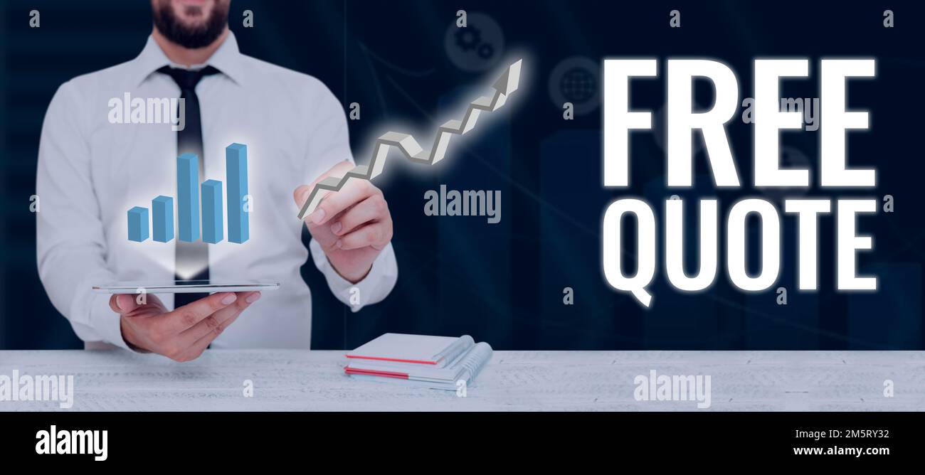 Text caption presenting Free Quote. Business overview A brief phrase ...