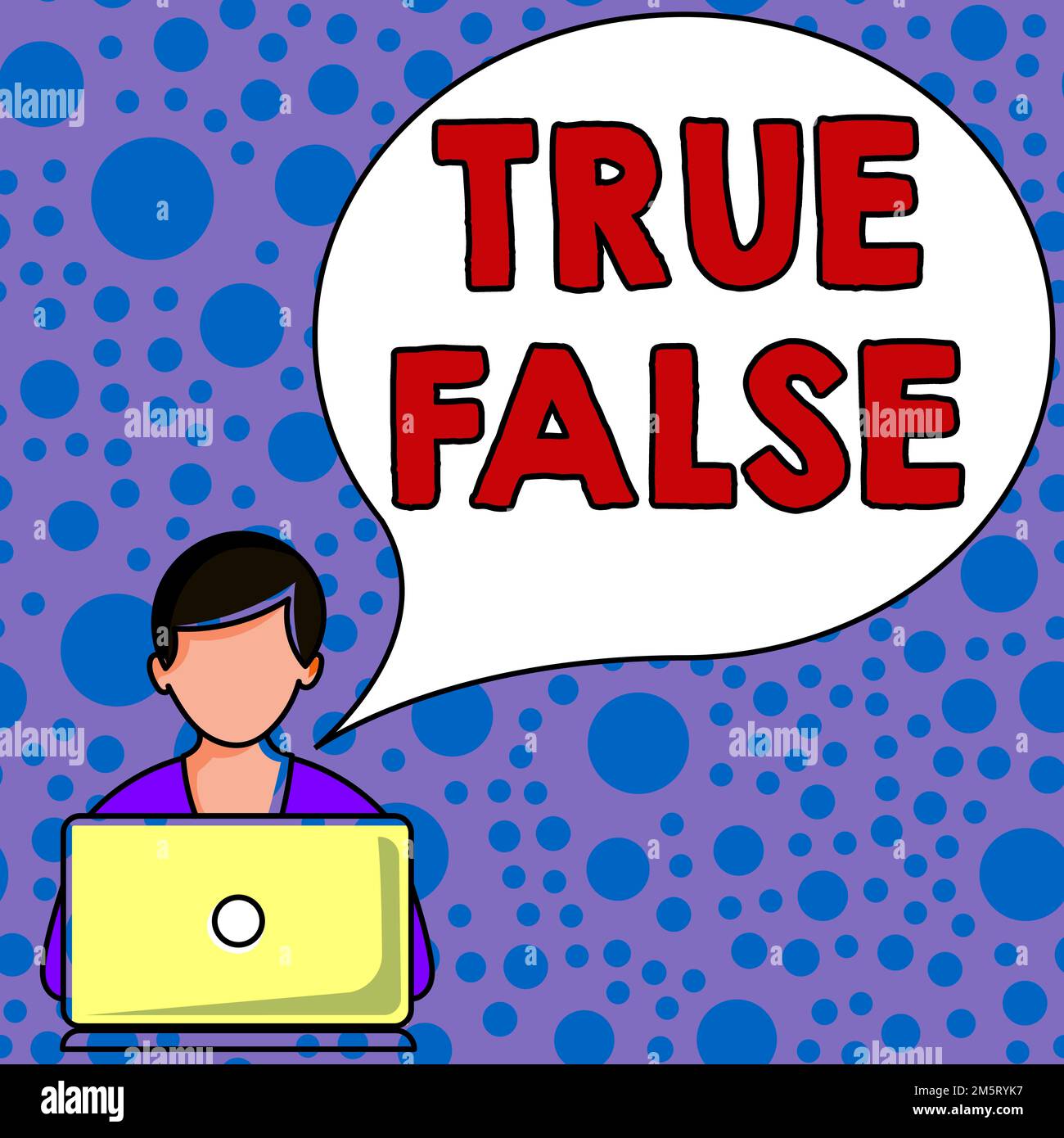 Text caption presenting True False. Business concept a test consisting ...