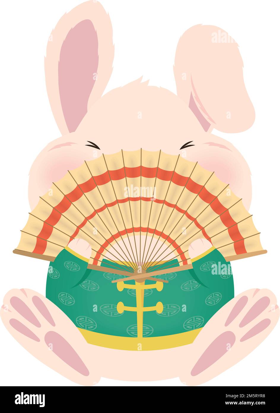 rabbit chinese with fan character Stock Vector Image & Art - Alamy