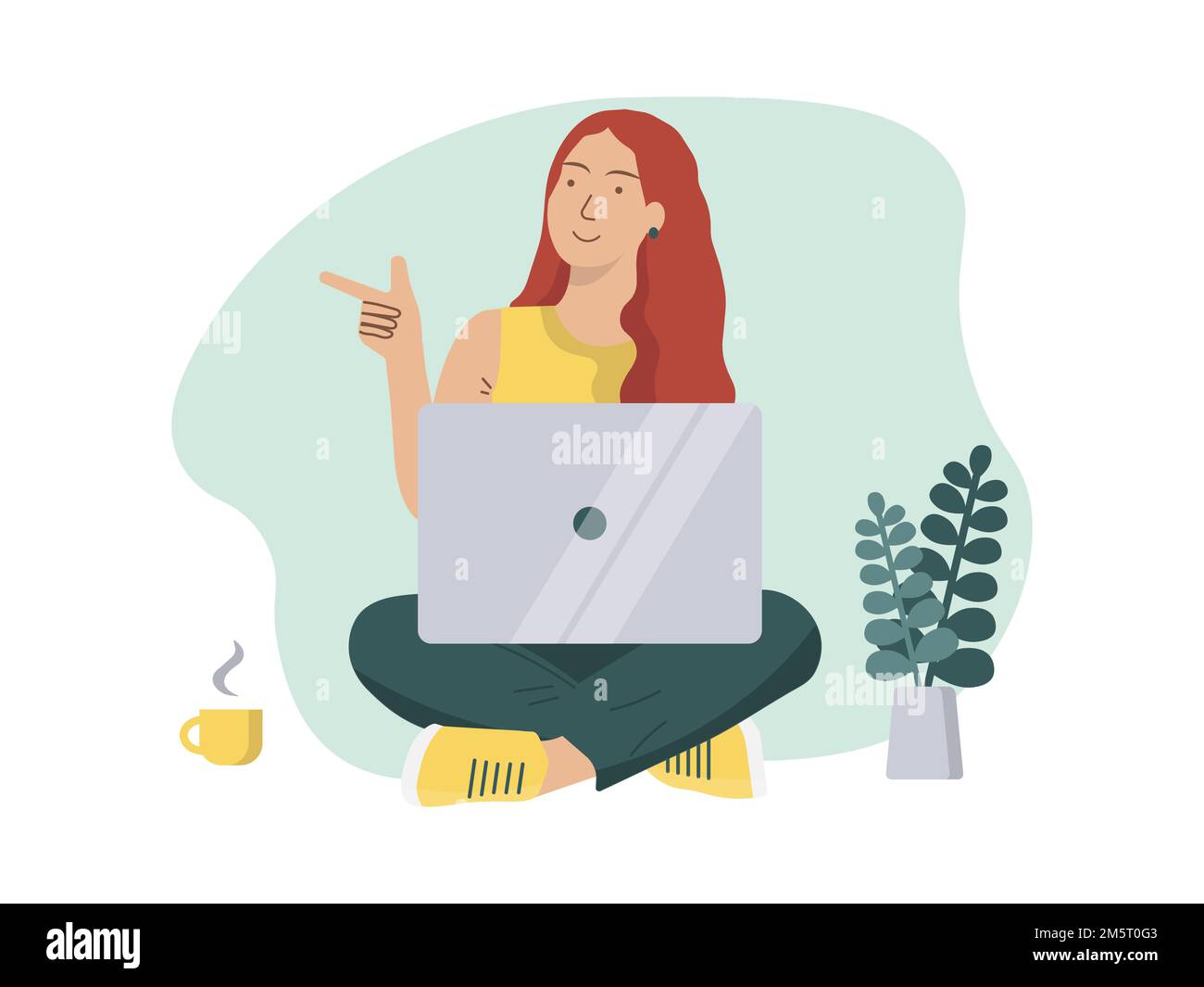 Online education. Girl with laptop. Modern technology. White background ...