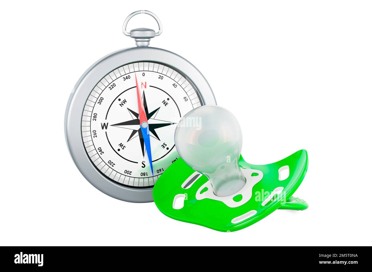 Baby pacifier with compass, 3D rendering isolated on white background ...