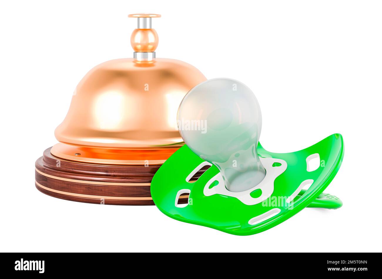 Baby pacifier with reception bell, 3D rendering isolated on white ...