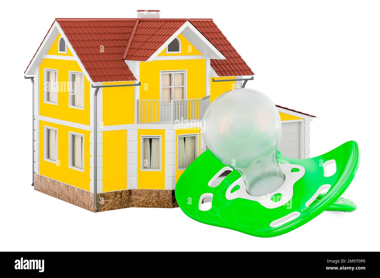 Baby pacifier with home, 3D rendering isolated on white background ...