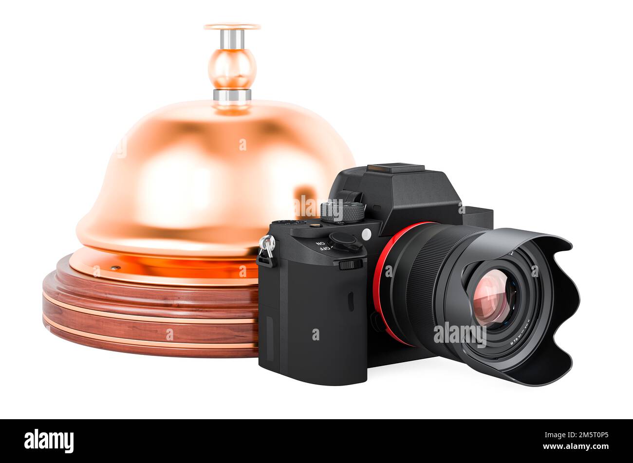 Digital camera with Reception bell, 3D rendering isolated on white ...