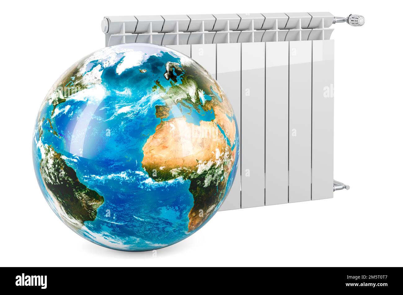 Heating radiator with Earth Globe, 3D rendering isolated on white ...